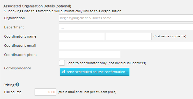 Timetable Setup - Add Details on Page 1 – Vasto Software