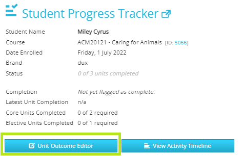 Progress Tracker - Unit Outcome Editor – Vasto Software