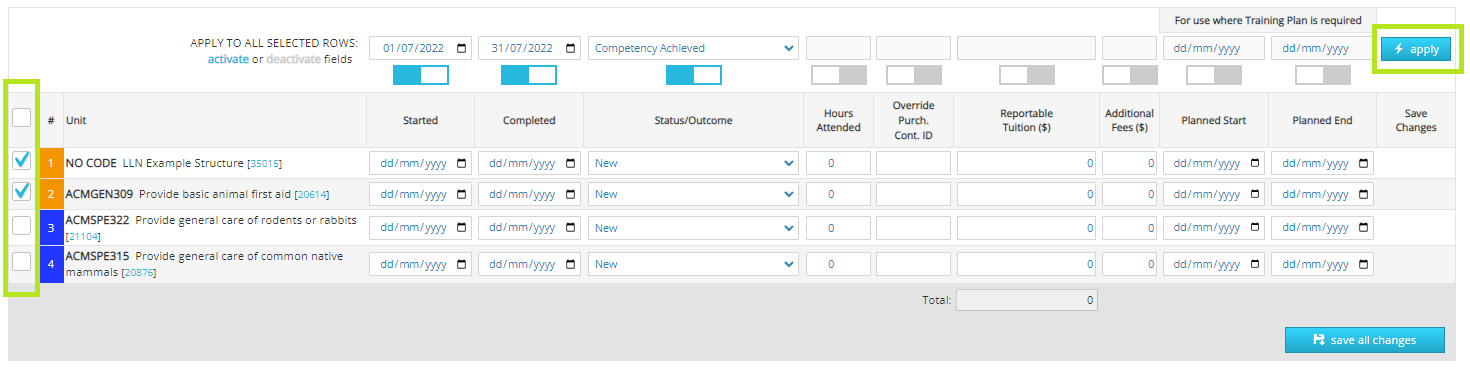 Progress Tracker - Unit Outcome Editor – Vasto Software