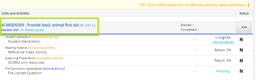 Progress Tracker - Units and Activities – Vasto Software