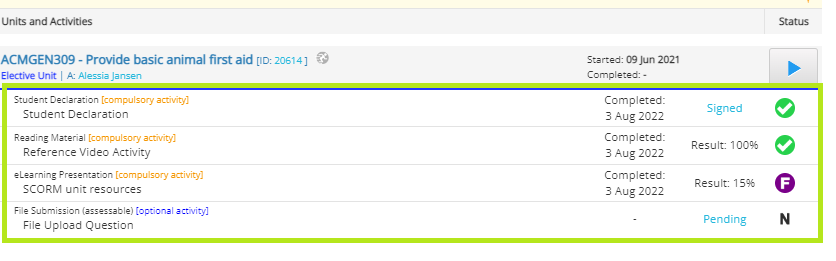 Progress Tracker - Units and Activities – Vasto Software
