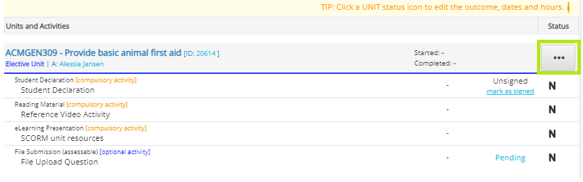 Progress Tracker - Units and Activities – Vasto Software