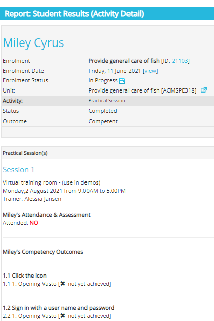 Progress Tracker - Units and Activities – Vasto Software