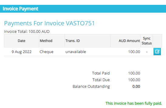 View or Record Invoice Payments – Vasto Software