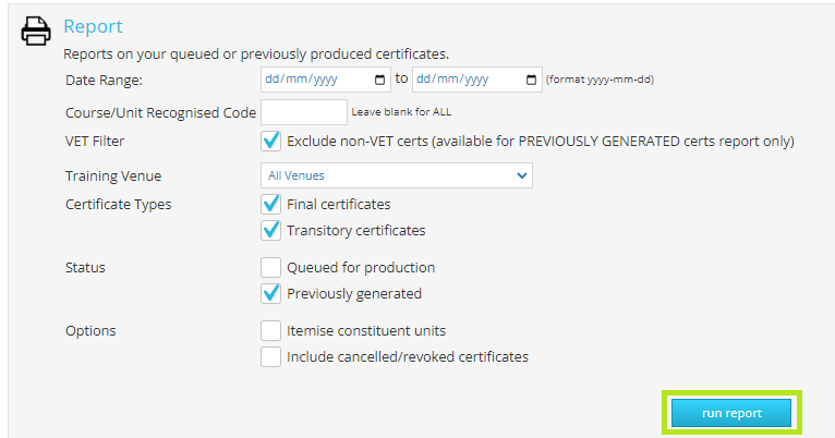 Certificate Reports – Vasto Software
